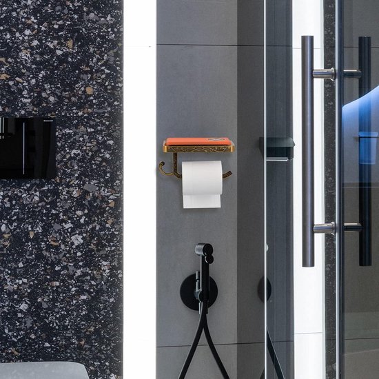 WC Rolhouder Toiletpapierhouder met Plank Antiek Vintage voor Badkamer ...