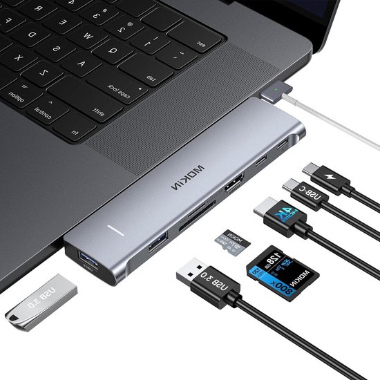 USB-C Hub voor MacBook Pro/Air 7-in-2 Thunderbolt 3 - 4K HDMI, USB C 100W, 2 USB 3.0,... | bol