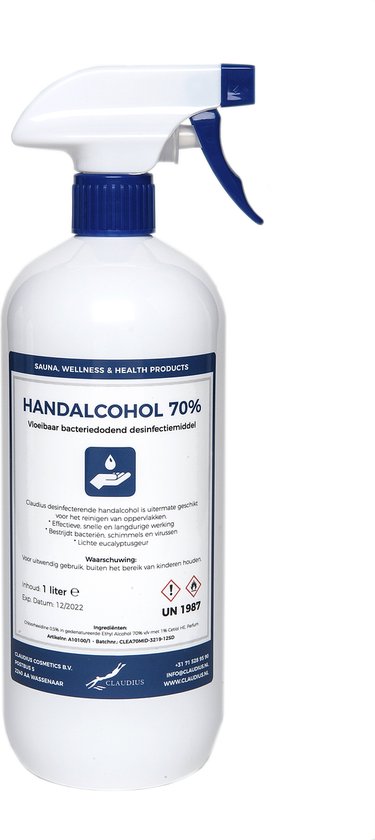 Handalcohol spray 70% - 1 liter met spraykop | bol