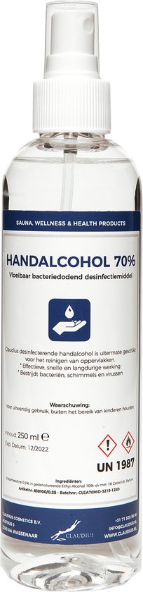 Handalcohol spray 70% - 250 ml met witte verstuiver dop | bol