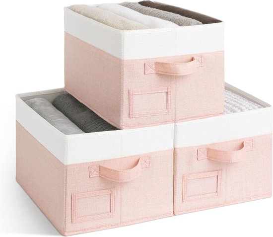 Set van 3 Stoffen Opbergboxen - Opbergdozen voor Kleding - Opvouwbare ...