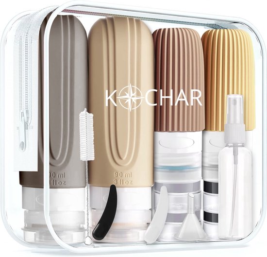 Kochar Reisflesjes met etui - Reisflesjes handbagage - 15 delig ...