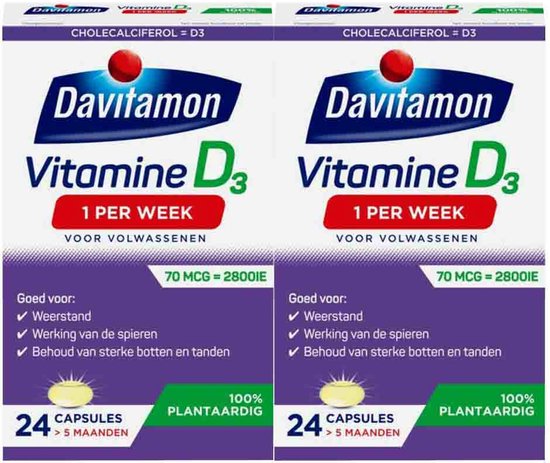 2x Davitamon Vitamine D Vegan 1 Per Week 24 capsules | bol