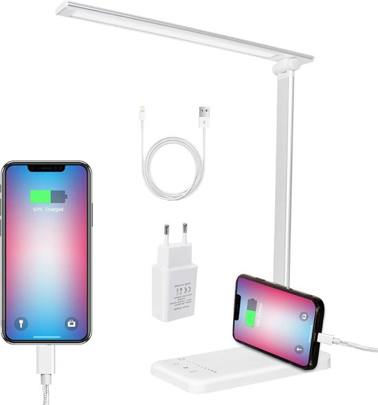 Bureaulamp led dimbaar daglicht - USB oplaadbaar - 10 kleurenfuncties ...