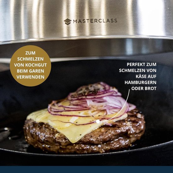 Smeltkoepel en Burger Cover in roestvrij staal - Afmetingen 225 x 12 x ...