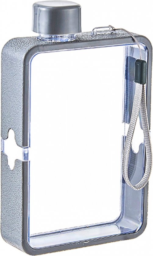 Platte waterfles - 380ml - Plastic Heupfles - BPA-vrij - A5 formaat ...