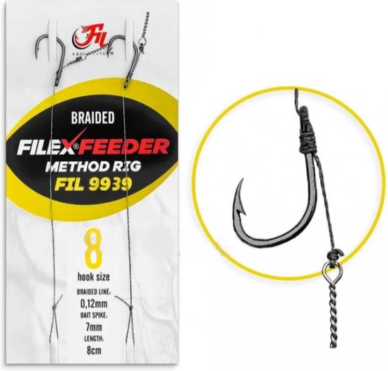 Filex Method Feeder Rig w/ Bait Pin - Haakmaat #8 - Braided - 0.12mm - 2 stuks -... | bol