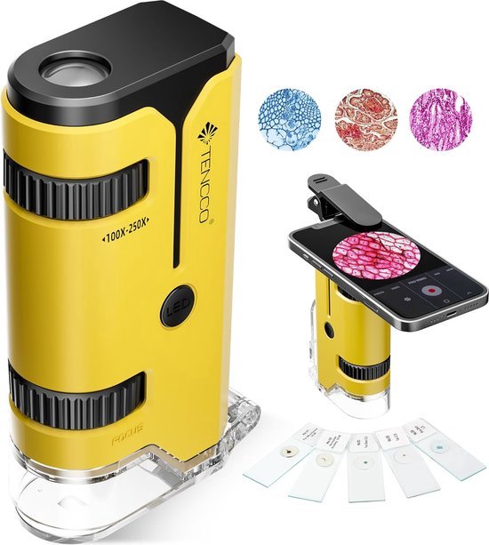 TENCCO Microscope de poche, 100 x 250 x microscope portable pour ...