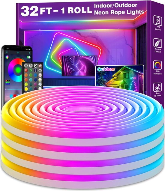 10m Flexibele Neon LED Strip - Met App/ Afstandsbediening - Meerdere ...