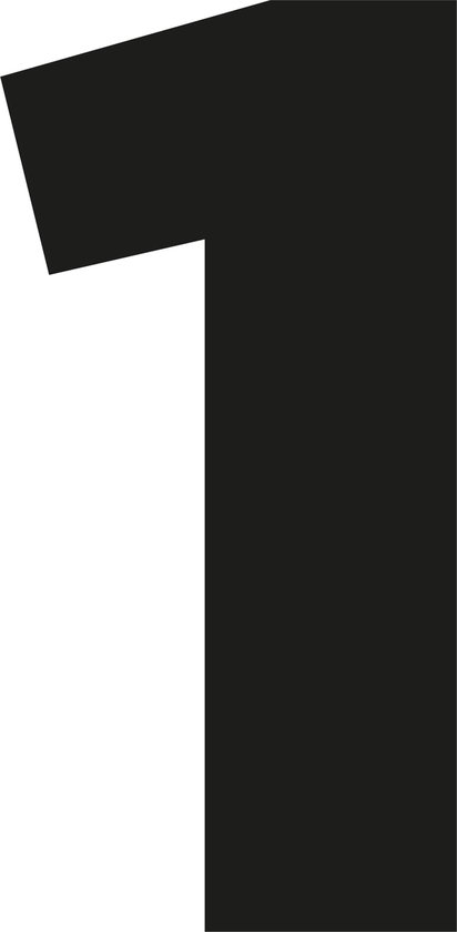 Sticker - Cijfer 1 - Zwart - 85mm x 175mm | bol