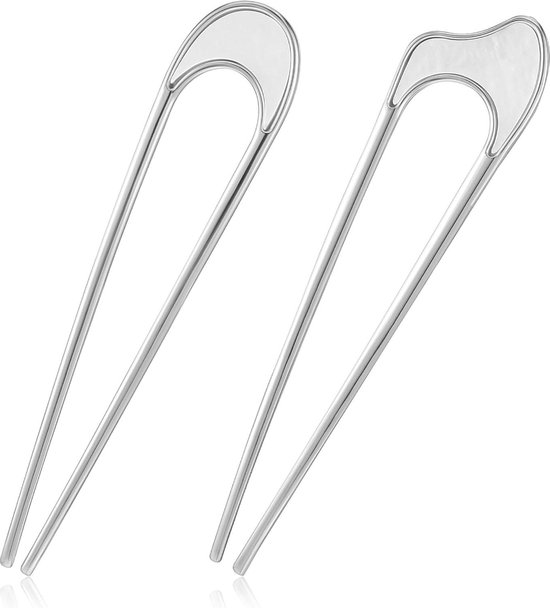 Franse haarspeld set van 2 - vintage U-vormige haarvorken - zilveren ...