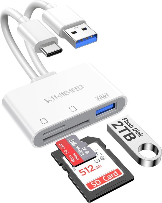 KiWiBiRD USB C SD-kaartlezer, Micro SD naar Type C USB A OTG Adapter ...