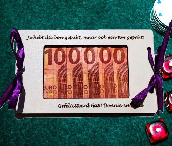Geld Cadeaukaart 100.000 Euro - Eigen Tekst - Gepersonaliseerd - 14 ...