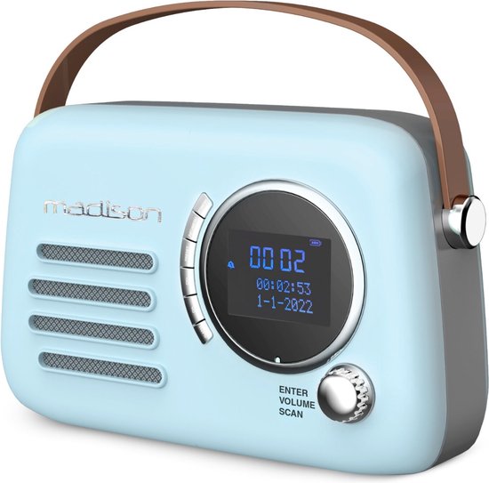 Freesound VR30BL-DAB trendy lichtblauwe retro radio met FM DAB BT en ...
