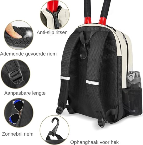 YTONET - Tennistas - Tennisrugzak - Tenniszak - Tennis rugzak - Beige | bol