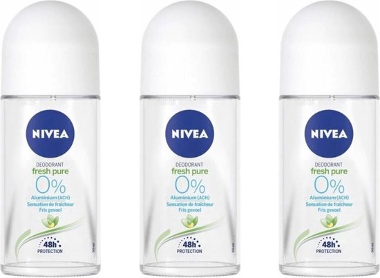 Nivea Deodorant Roller Pure & Natural Jasmine - 3 x 50 ml - Voordeelverpakking | bol