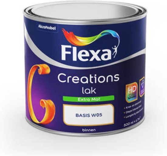 Flexa Creations Lak Mat Wit - Acryl - 500 ml | bol