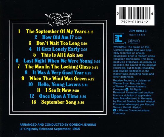 Frank Sinatra - September of my years - cd album, Frank Sinatra ...