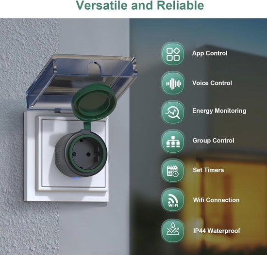 Waterdicht Wifi-stopcontact voor Buiten met Timer en Afstandsbediening ...