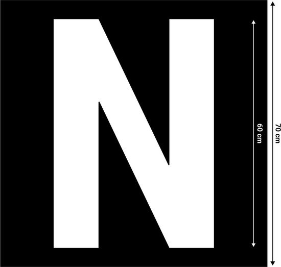 Spuitsjabloon letter N - dibond materiaal - 70 x 70 cm - zwart met ...