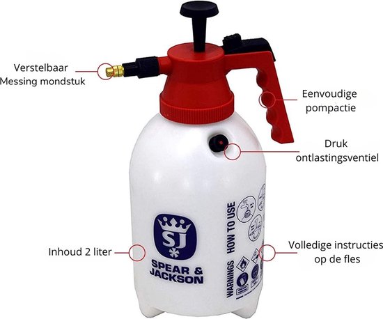 Spear & Jackson Drukspuit 2 Liter Met Ringen - Druksproeier ...