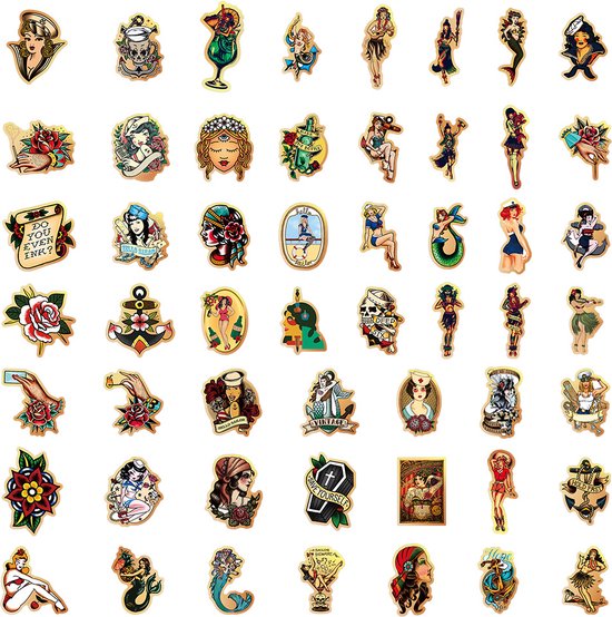 Stickers 'American Traditional Tattoo' - 50 Laptopstickers - Vintage ...