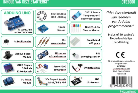 Arduino UNO Starterkit voor Beginners Nederlandstalig met Codey ChatGPT AI (OTS2000) | bol