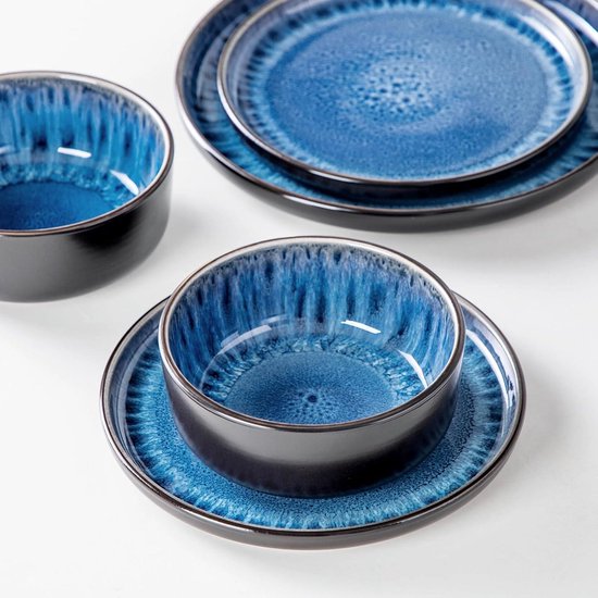 Reactief glazuur dinerset - 6 persoons - 24-delig - mediterrane serviesset -... | bol