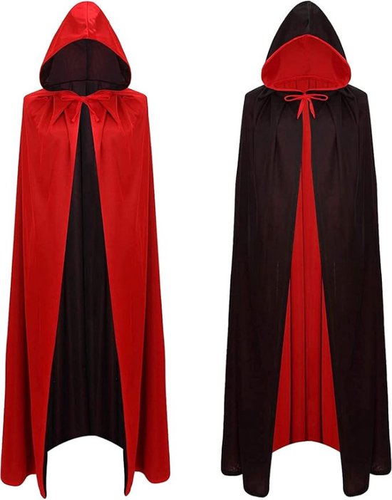 Omkeerbare Halloween Vampier Cape Met Capuchon - Unisex Mantel Voor ...