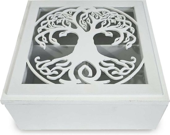 Decoratieve Doos Versa Boomstructuur Hout MDF 20 x 8 x 20 cm | bol.com