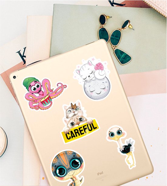 50 stuk schattige cartoon grote ogen dier Cartoon stickers voor ...