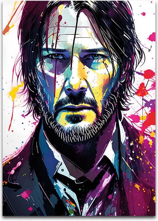 Colorful John Wick - Painted poster - Luxe Metalen Wall Art 64 / 45 cm ...