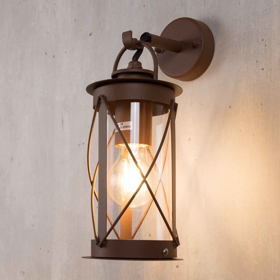 RVS industriële muurlamp Alicia - roestbruin | bol