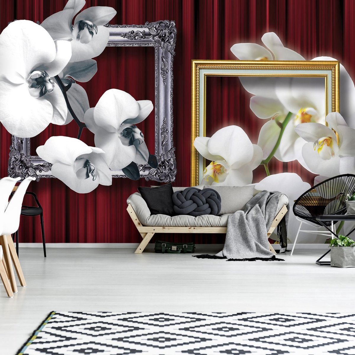 Fotobehang - Vlies Behang - Orchideeën in Fotolijsten - 416 x 254 cm ...
