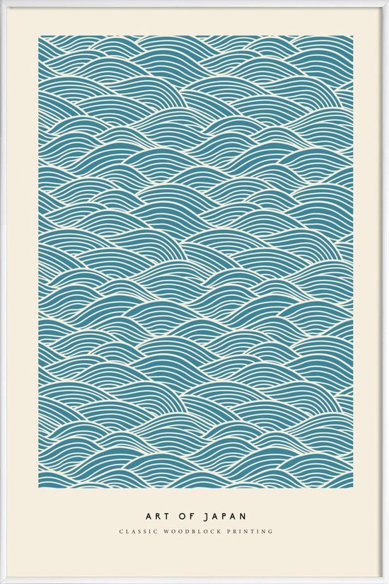 JUNIQE - Poster in kunststof lijst Japanese Wave Woodblock -20x30 | bol