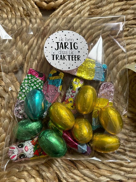 25 Uitdeelzakjes / Traktatie zakjes + 25 Stickers ik ben jarig dus ik ...