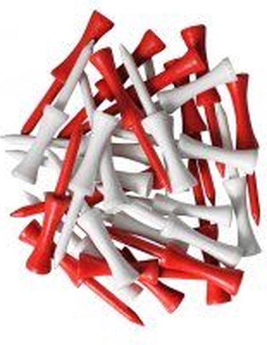 Apron wooden Castle tees - houten tee - 30 stuks - wit - rood | bol