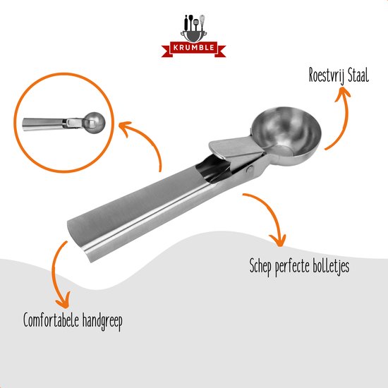 Krumble Ijsschep - Ijslepel - Oliebollepel - Ijsscoop - Ijsjes scheppen ...