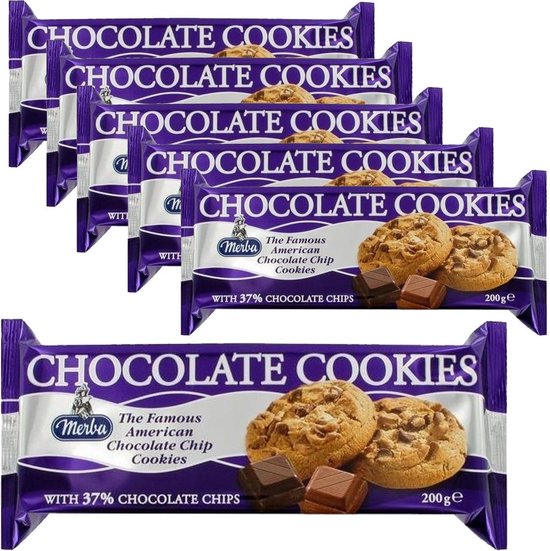 6 verpakkingen Merba Chocolate Cookies á 200 gram - Voordeelverpakking ...