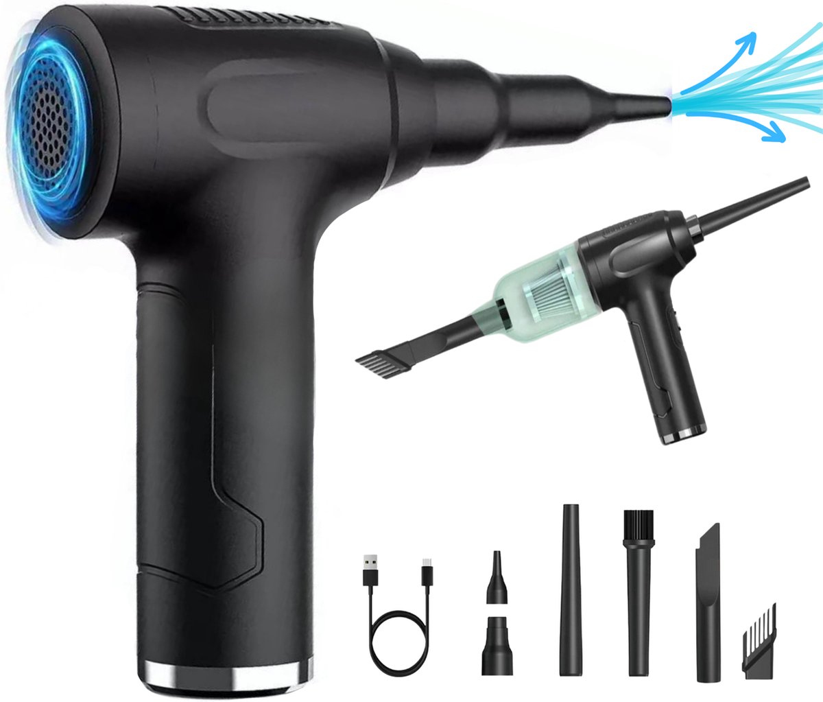 BetterBuys Air Duster 4 in 1 - Blazen & zuigen - 55.000 RPM - Perslucht ...