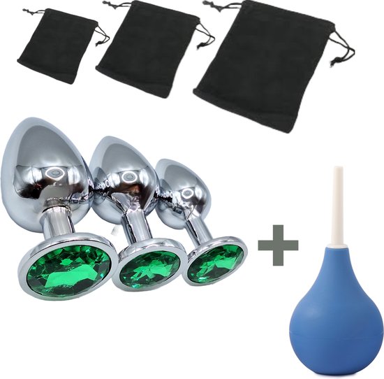 Set Van 3 Metalen Buttplugs And Anaal Douche Metal Anal And Butt Plug