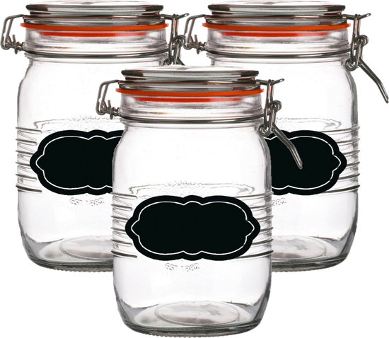 Weckpot/inmaakpot - 4x - 1L - glas - met beugelsluiting - incl ...