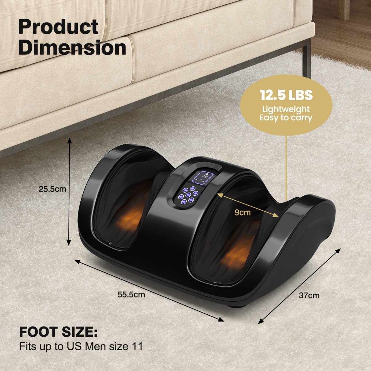 Costway Shiatsu Voetmassageapparaat Met 3 Massagemodi Warmtefunctie En