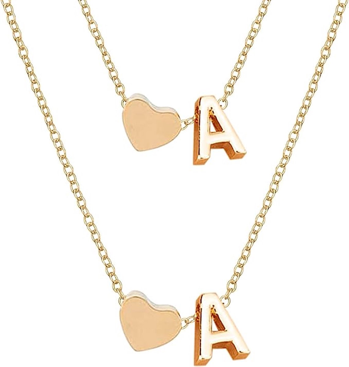 Initiaal Ketting & Armband set met Letter A Goudkleurig - Met letter ...