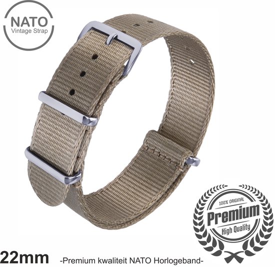 22mm Premium Nato horlogeband Kaki - Vintage James Bond look- Nato ...