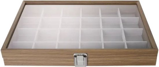 Luxe houten display met 24 vakjes 36x35x5 cm | bol