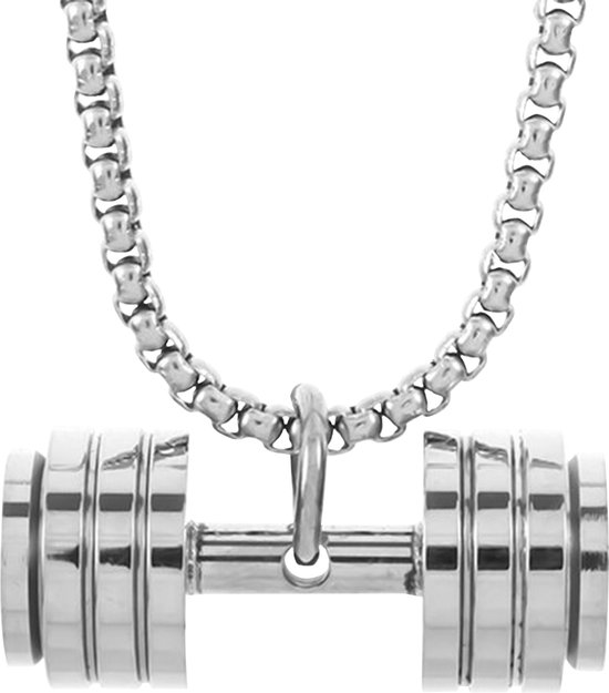 Team Bicep Dumbbell Zilvere Ketting - Fitness Dumbbell ketting - Sport ...
