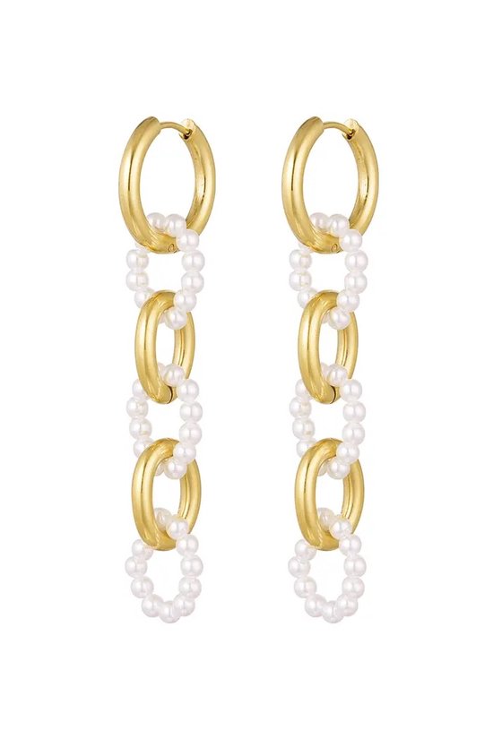 Oorbellen ringen - parels- goud -wit | bol