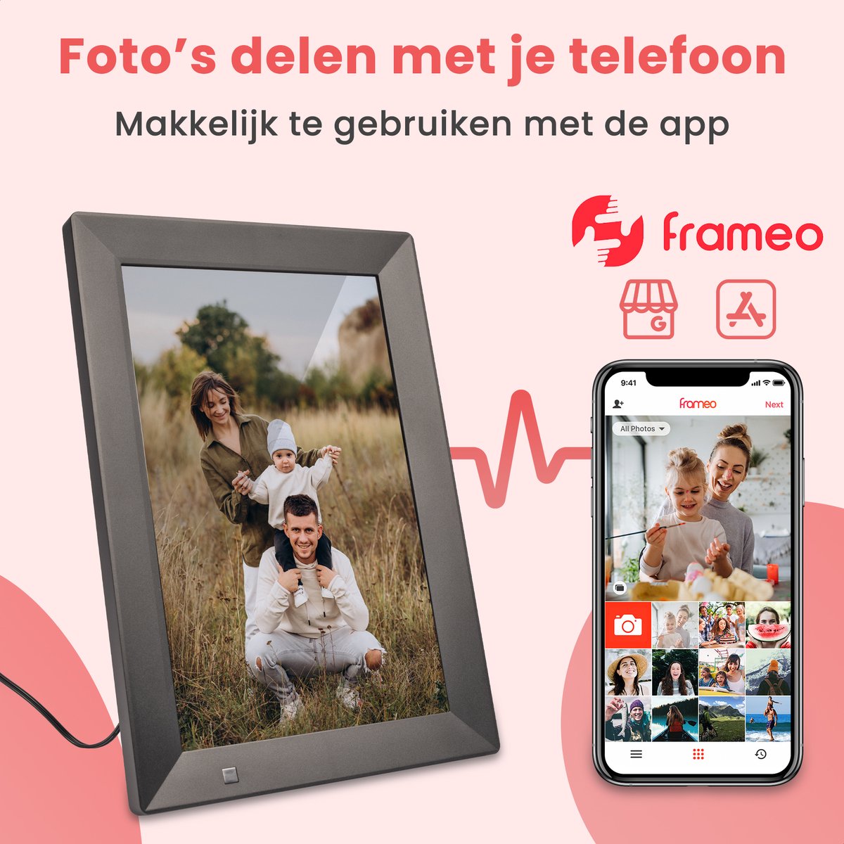 Digitale Fotolijst Met WIFI en Frameo App - Digitaal Fotolijstje 10.1 ...