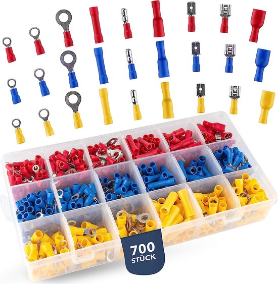 Kabelschoenen set 700 stuks I knijpverbinders assortiment I connectoren, platte... | bol.com